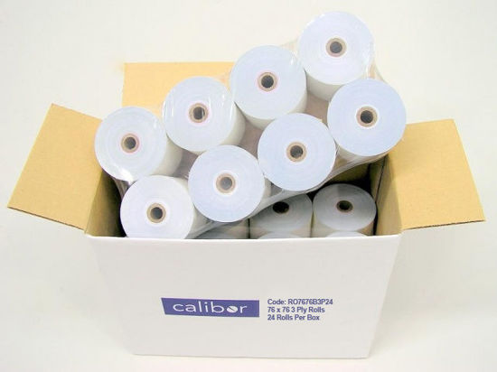 Buy CALIBOR 3PLY PAPER 76X76 24 ROLLS / BOX for Receipt Printers - Simpos